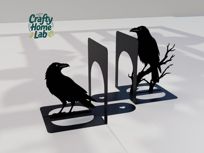 Unique Raven Metal Bookends,metal Crow Bookends,gothic Style Bookends ...