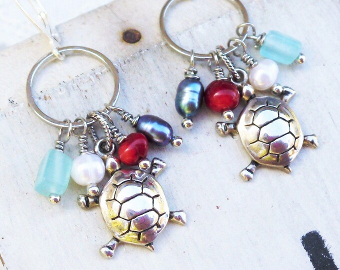 Turtles Treasure, Turtle, Red Coral, Peacock Pearls,sea Glass White ...