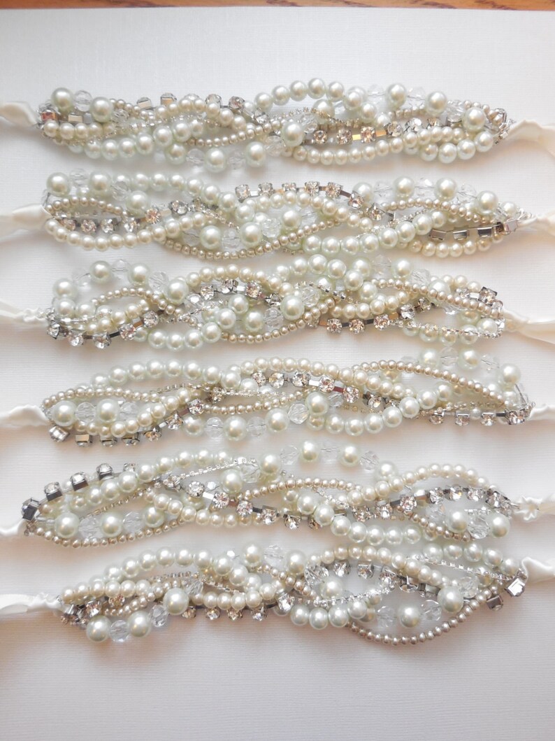 Ribbon rhinestone ivory white champagne crystal braided | Etsy