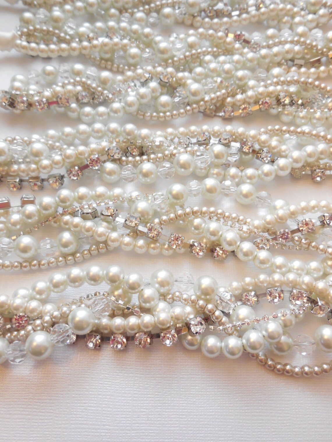 Ribbon rhinestone ivory white champagne crystal braided | Etsy