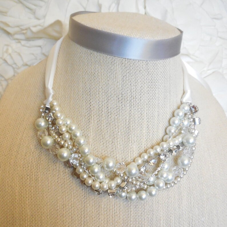 Ribbon rhinestone ivory white champagne crystal braided | Etsy