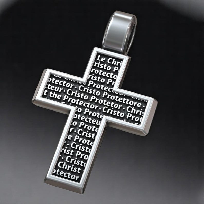 Jesus Christ the Protector Pendant – 925 Silver Cross With Sacred Heart ...