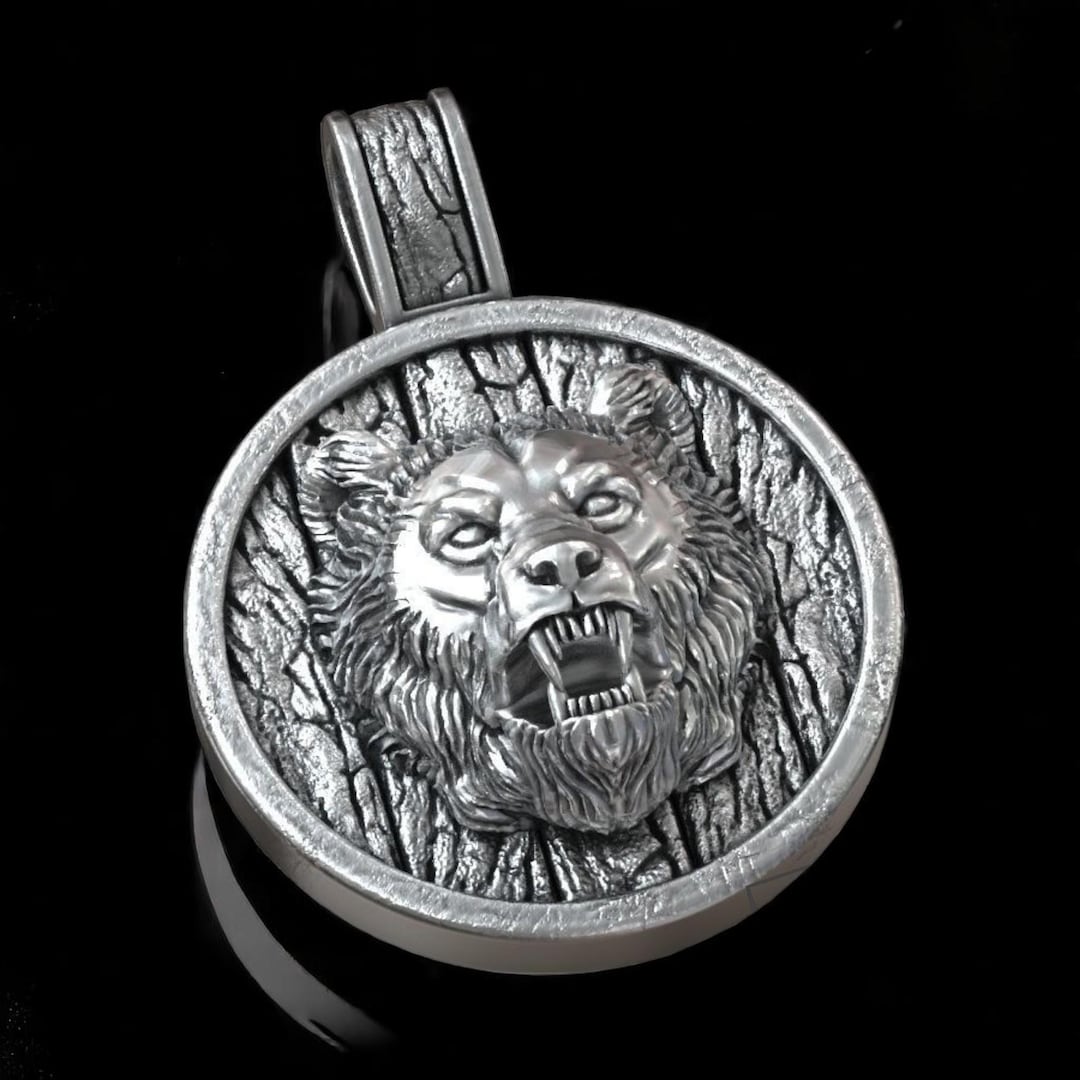 Handmade Baribal Black Bear Amulet Pendant 43mm – Forest Totem Necklace ...