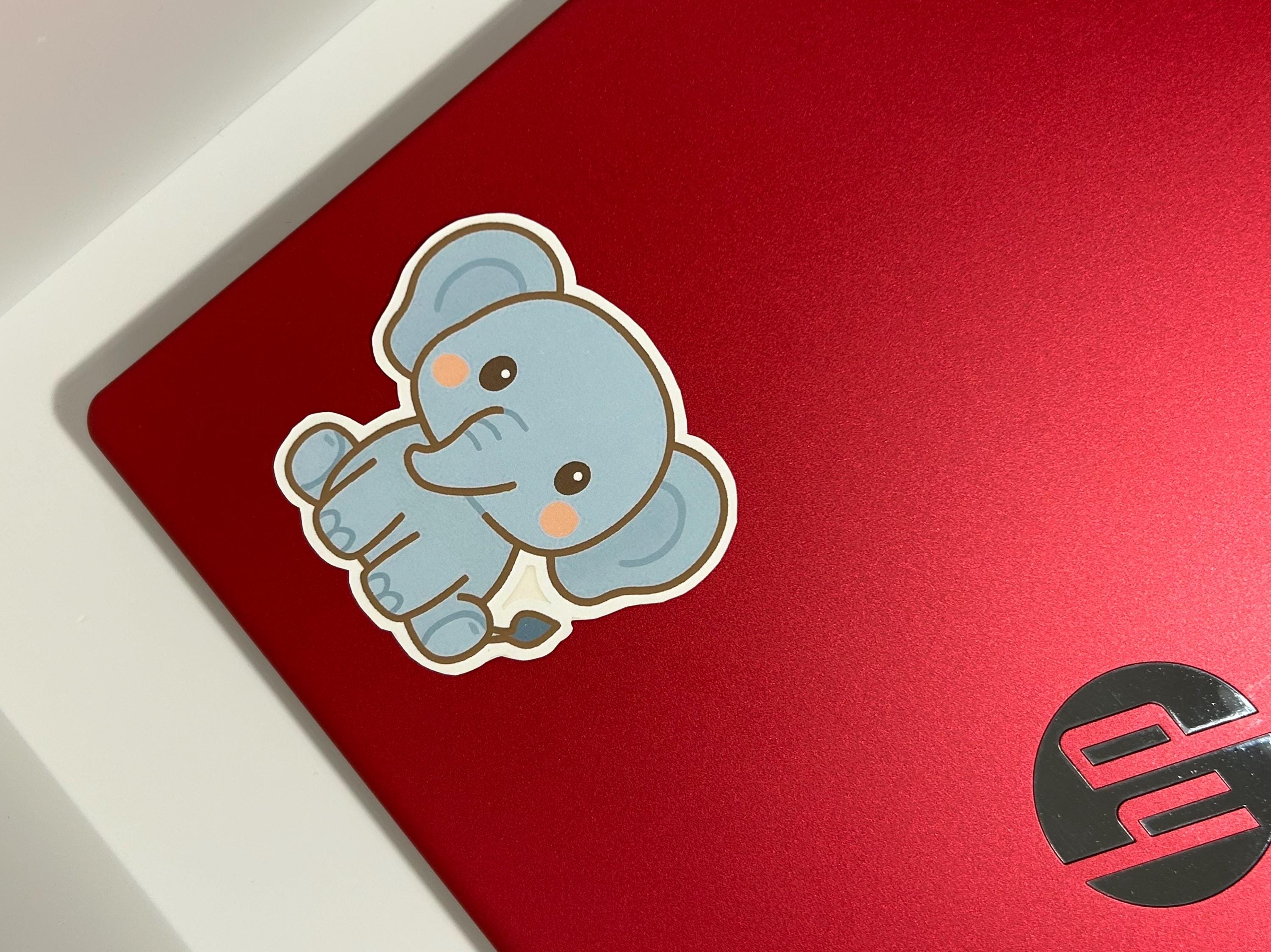 Cute Elephant Sticker – Kawaii Animal Vinyl Decal, Matte Waterproof ...