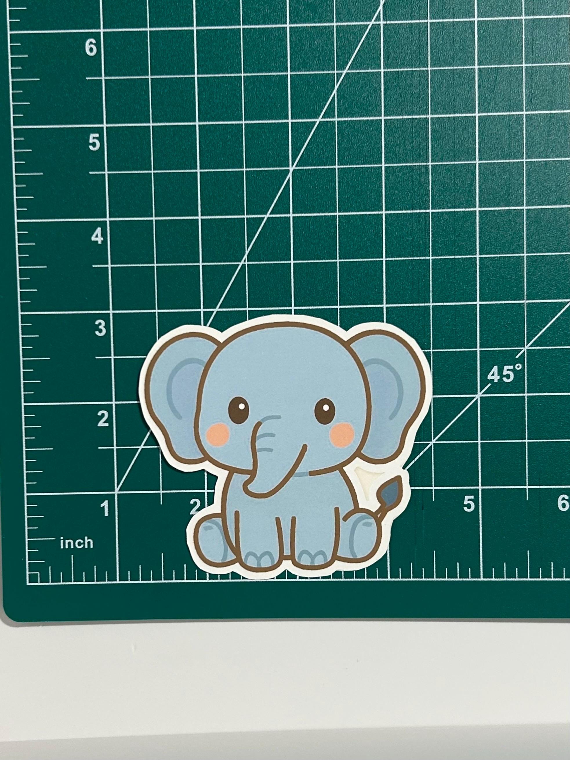 Cute Elephant Sticker – Kawaii Animal Vinyl Decal, Matte Waterproof ...