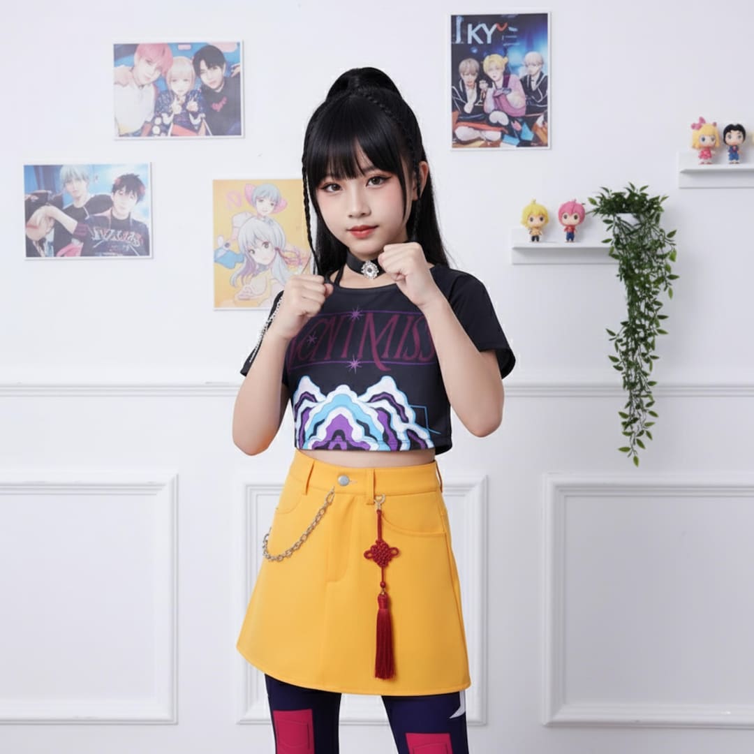 Girls' K-pop Idol Costume: Handmade Two-piece Halloween Cosplay Outfit ...