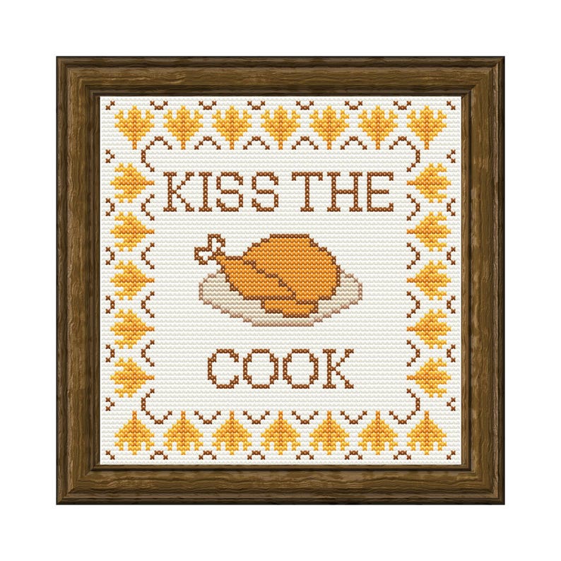 Kiss the Cook - Thanksgiving Cross Stitch Pattern - Etsy