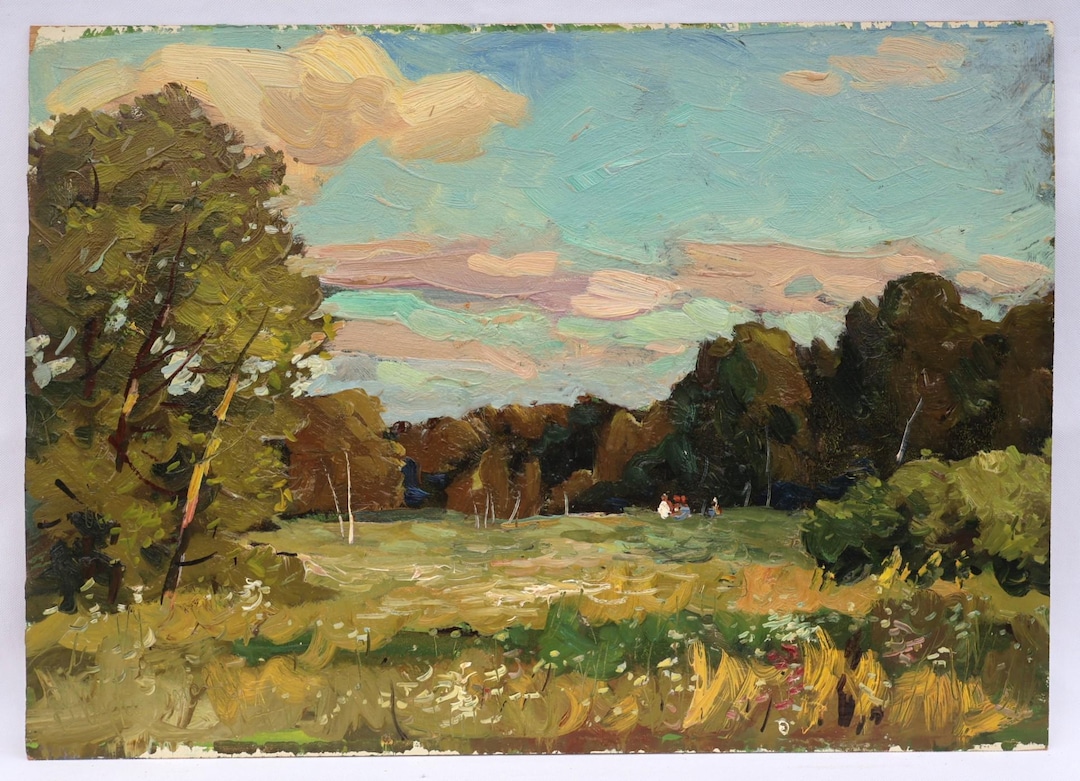 Summer Calm in the Field, 1989. Bright Original Antique Oil Painting ...