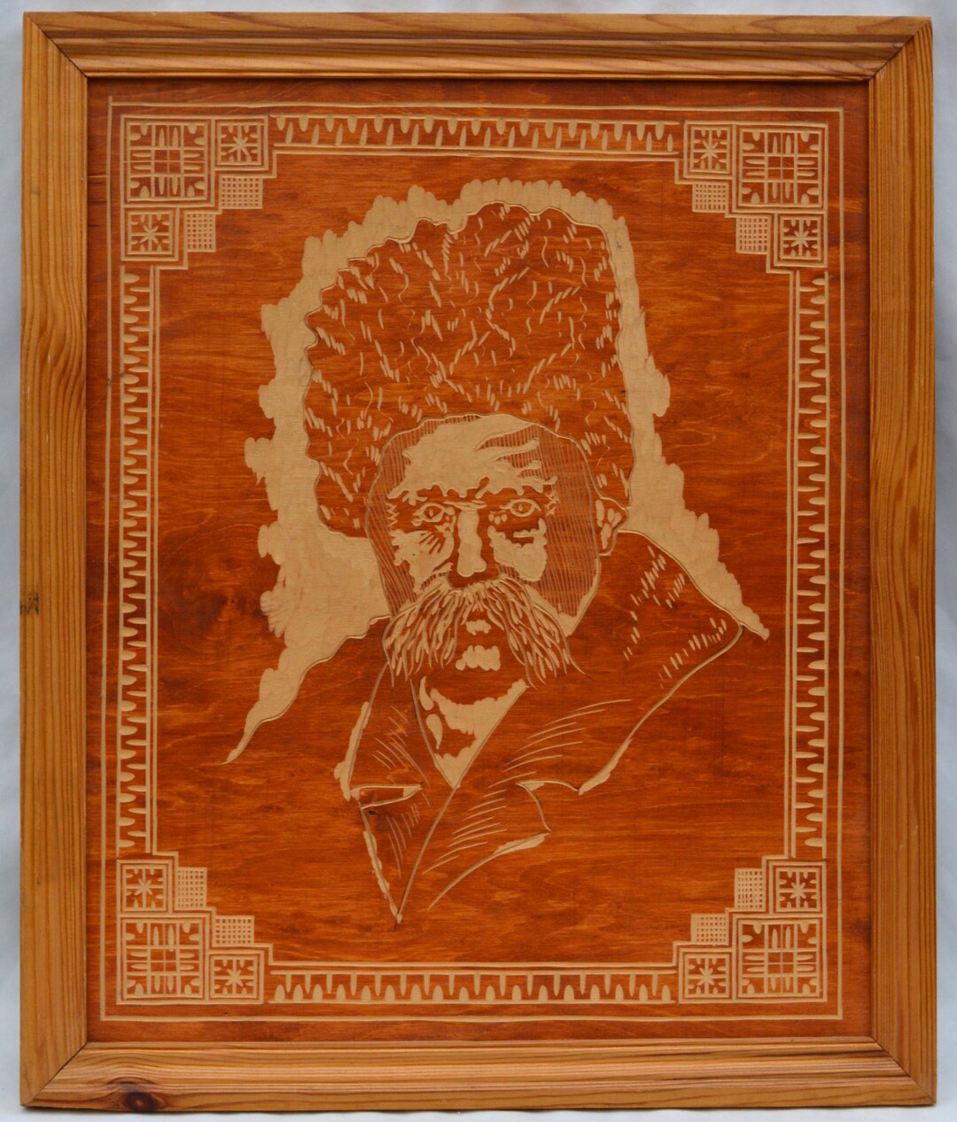 Portrait of Ukrainian Writer T. G. Shevchenko. Vintage Original Carved ...
