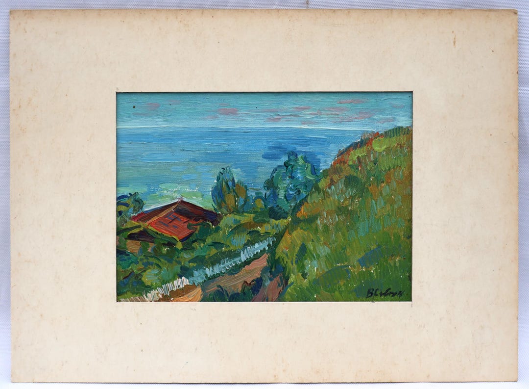 Small Antique Original Seascape Summer Landscape Oil Painting on ...