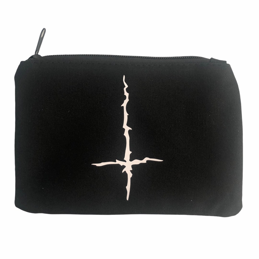 White Thorn Jagged Inverted Cross Cosmetic Makeup Bag Pouch Metal ...