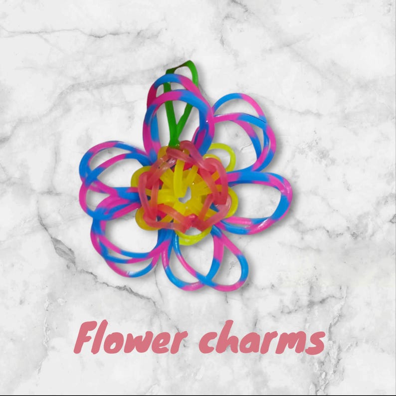 Rubber Band Flower Charms 4 Pack, Mini Charms for Kids, Adults, Put in ...