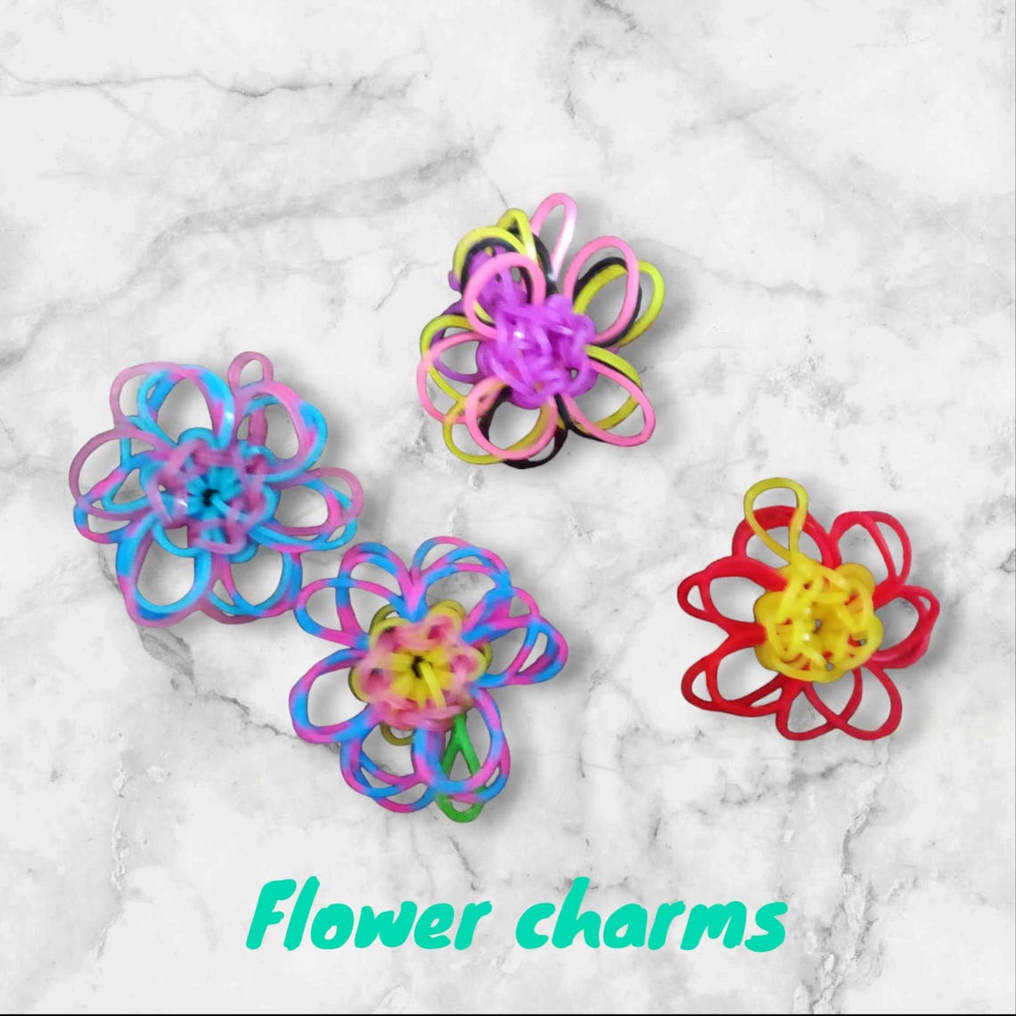 Rubber Band Flower Charms 4 Pack, Mini Charms for Kids, Adults, Put in ...