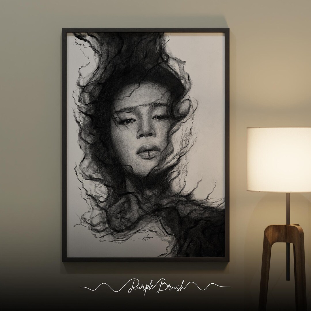 Jimin Abstract Charcoal Portrait | BTS Fan Art | Original Hand-drawn ...