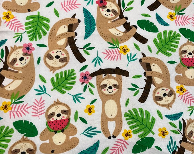 FAT QUARTER Cute Sloths Cotton Fabric - Etsy