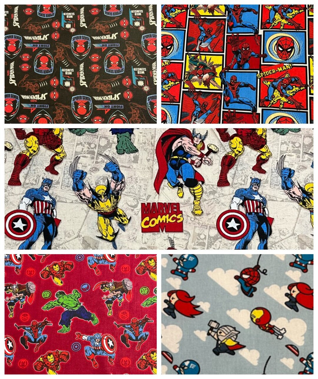 FAT QUARTER BUNDLE Marvel Characters Cotton Fabric 5 Pack - Etsy
