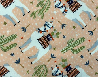 Llama Fabric Floral Llama Spring Colors on Navy by Littlearrowdesign ...