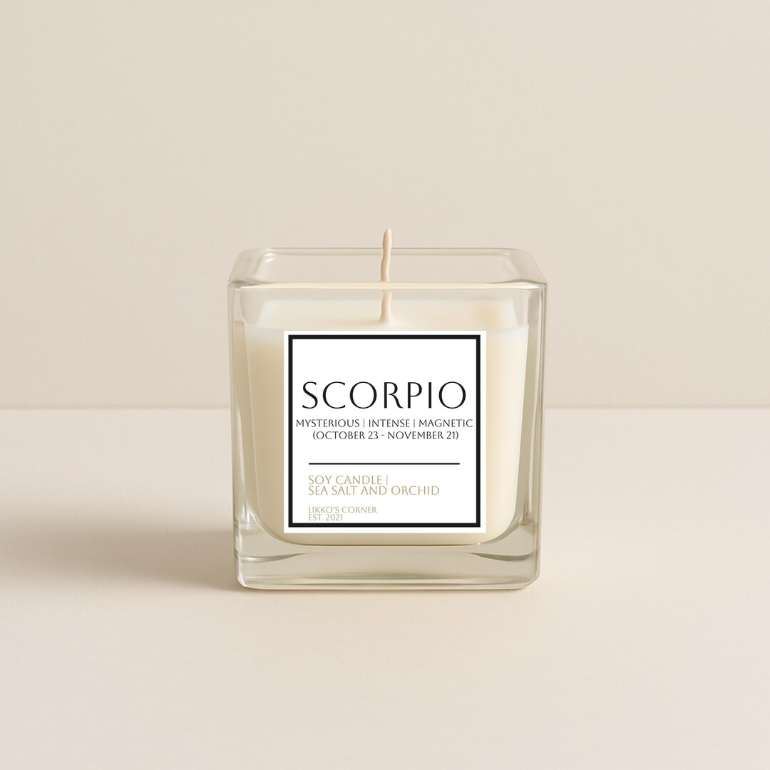 Scorpio Zodiac Candle – Sea Salt & Orchid Scent - Soy Wax Candle in ...