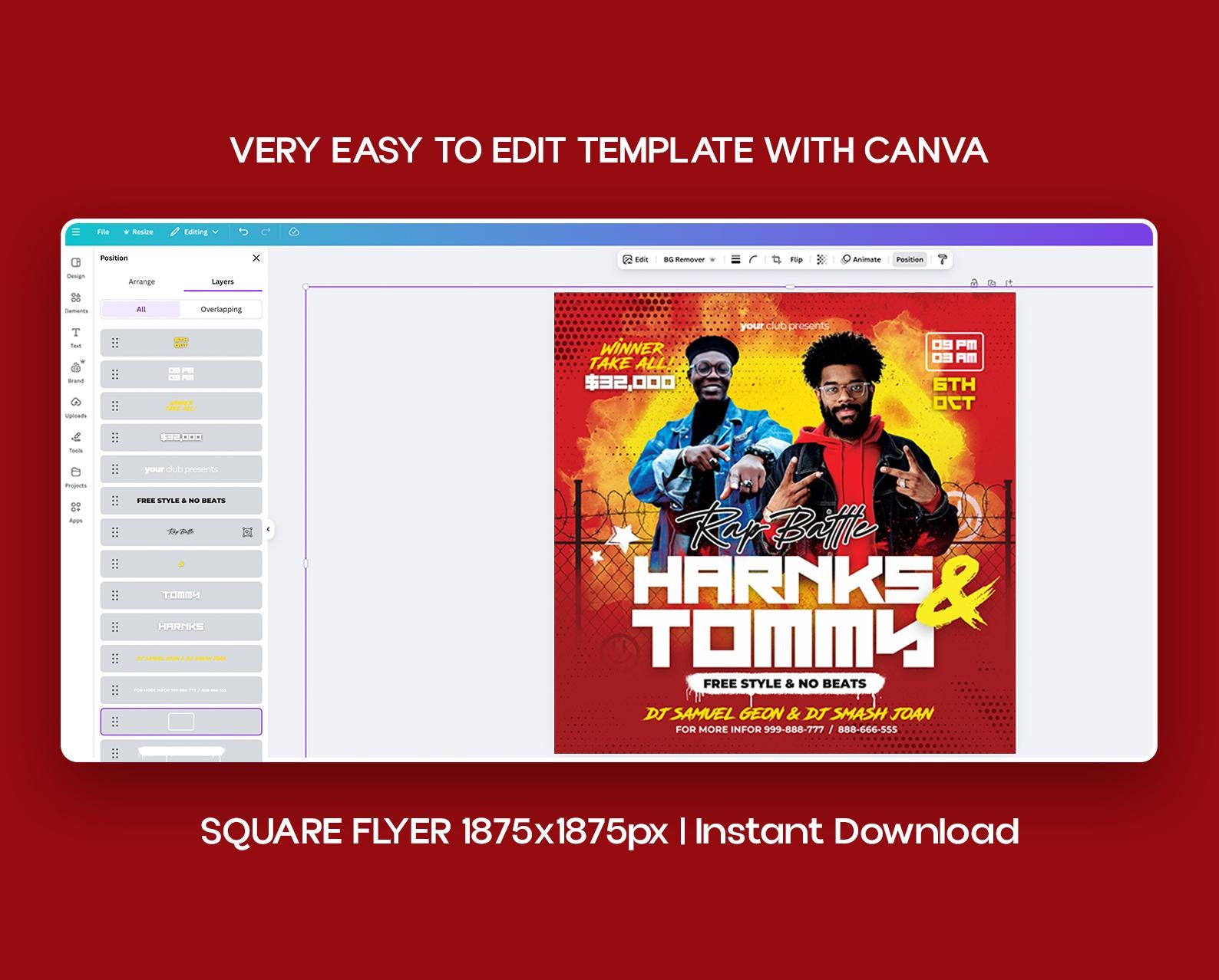 Editable Rap Battle Flyer Template, DIY Template, Rapper Underground ...