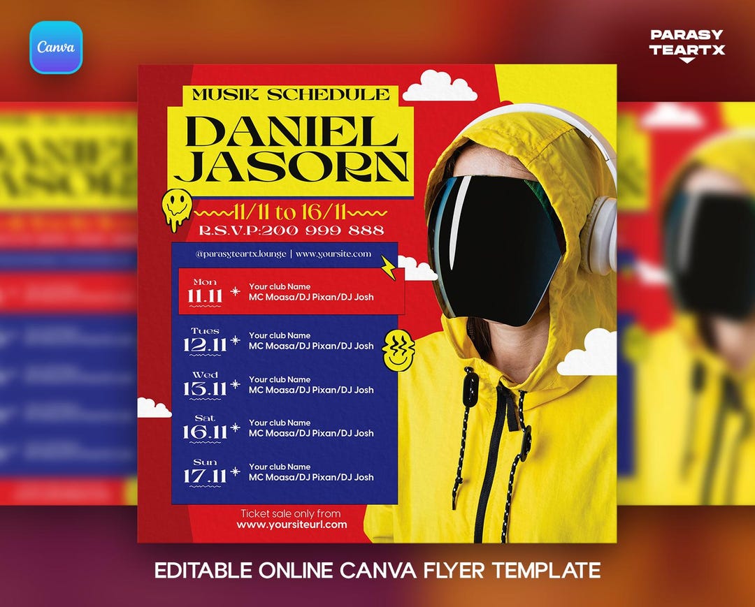 DJ Tour Dates DIY Flyer Template, DJ Party, Concert Promotional Flyer ...