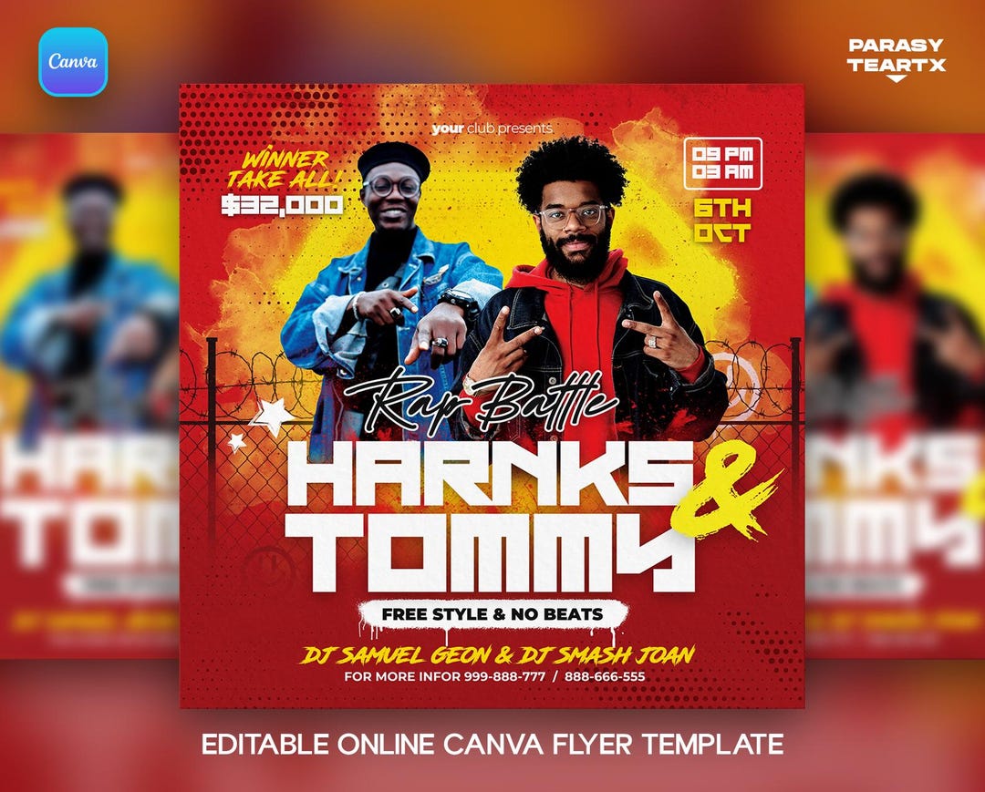Editable Rap Battle Flyer Template, DIY Template, Rapper Underground ...