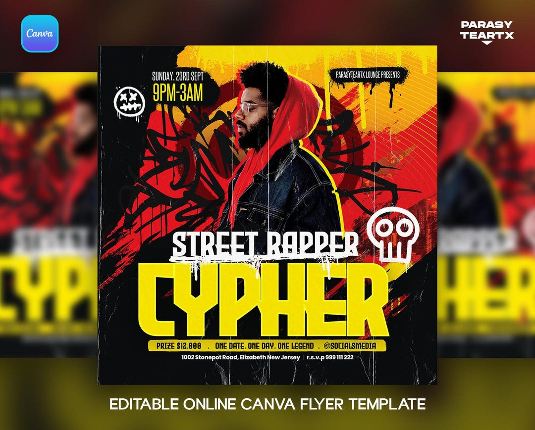 Editable Rap Artist Flyer Template, Freestyle Rap Battle Flyer, Rapper ...