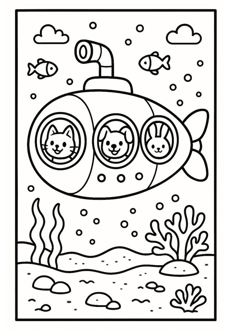 Ocean Adventures | Digital, Fun, Printable | Kids Coloring Book | 18 ...