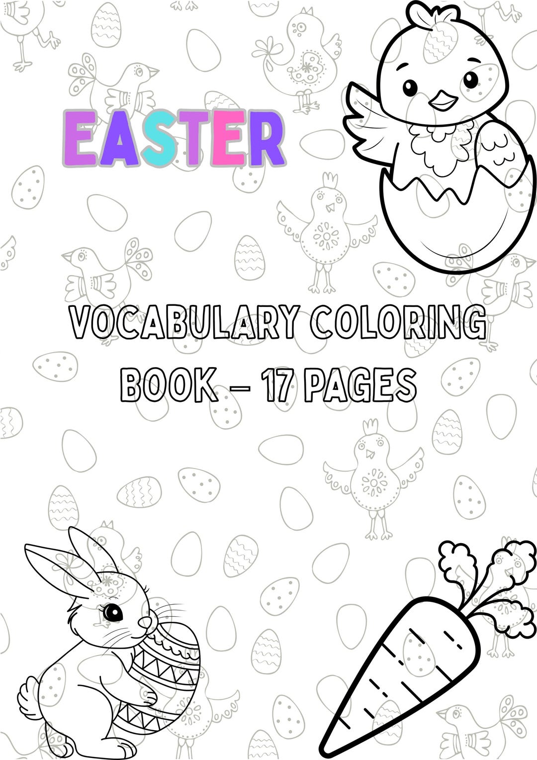 Easter Vocabulary Coloring Book - 17 Pages - Etsy