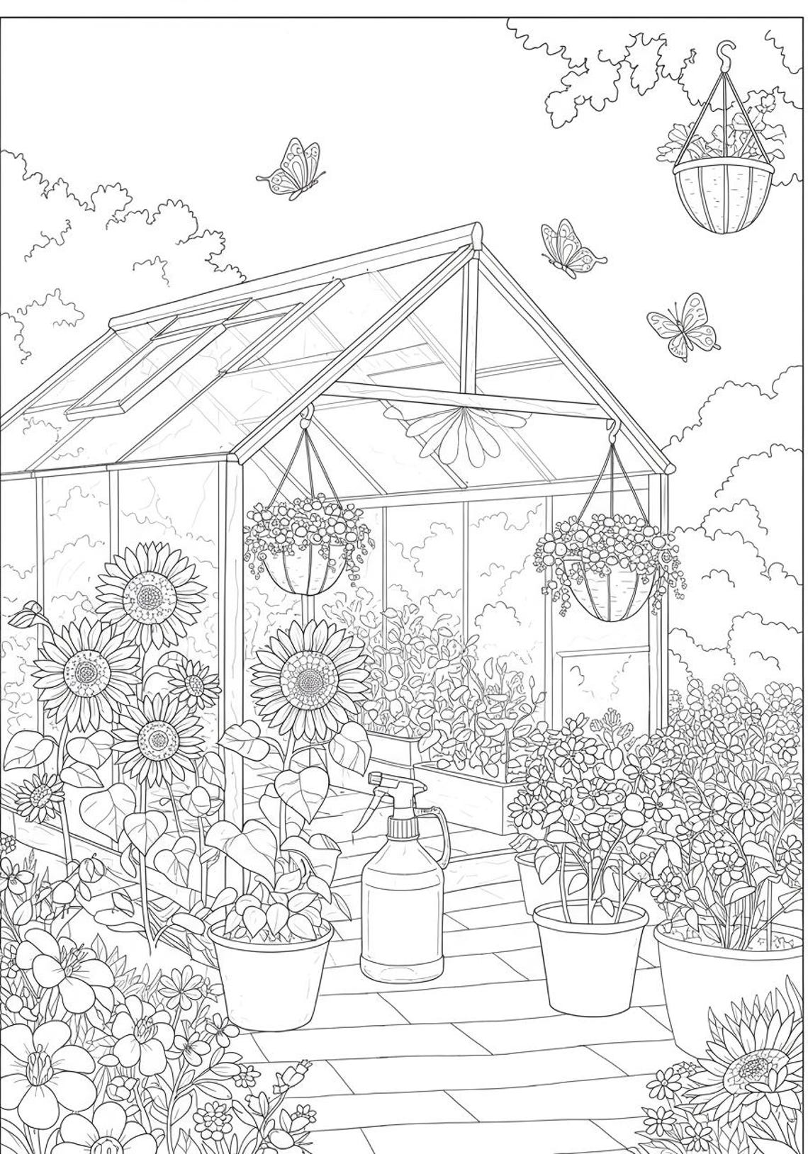 Garden Coloring Book: Relaxing Outdoor Scenes (digital Download, PDF ...
