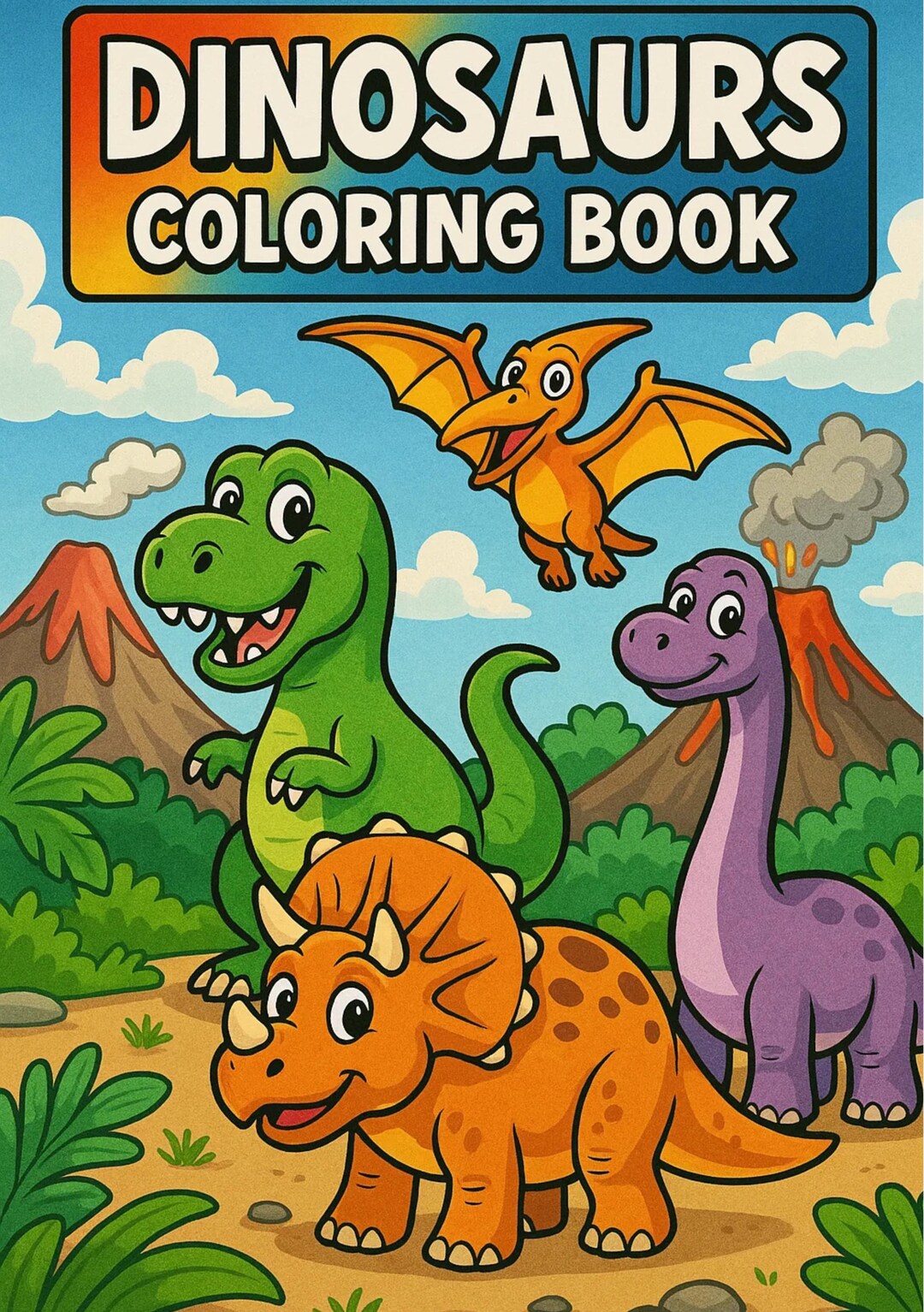 Dinosaurs | Digital, Fun, Printable | Kids Coloring Book | 16 Pages. - Etsy