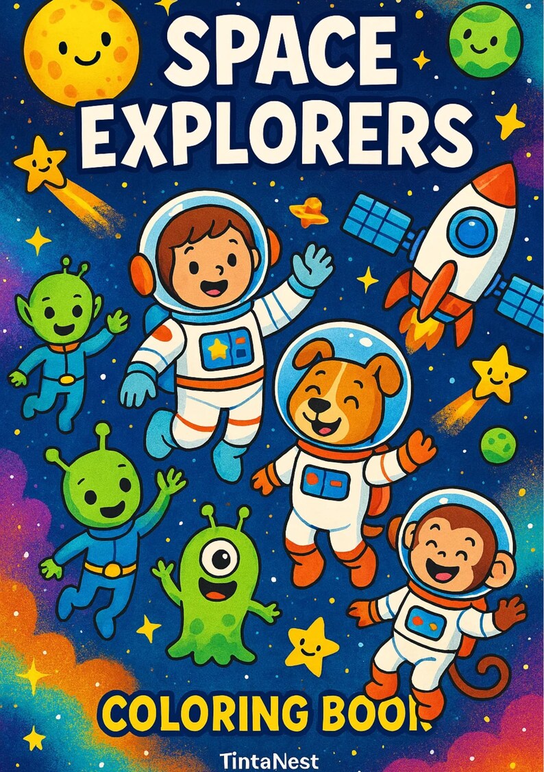Space Explorers | Digital, Fun, Printable | Kids Coloring Book | 20 ...
