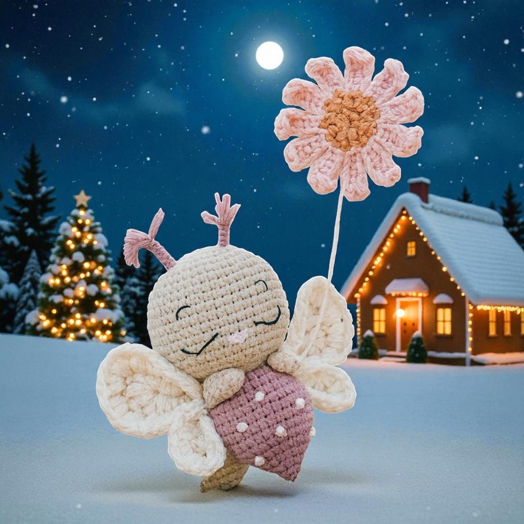 Cute Crochet Moth Plushie, Amigurumi Bug Doll, Knitted Insect Toy ...