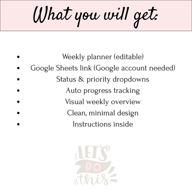To Do List Excel & Google Sheets | Weekly Task Planner | Editable ...