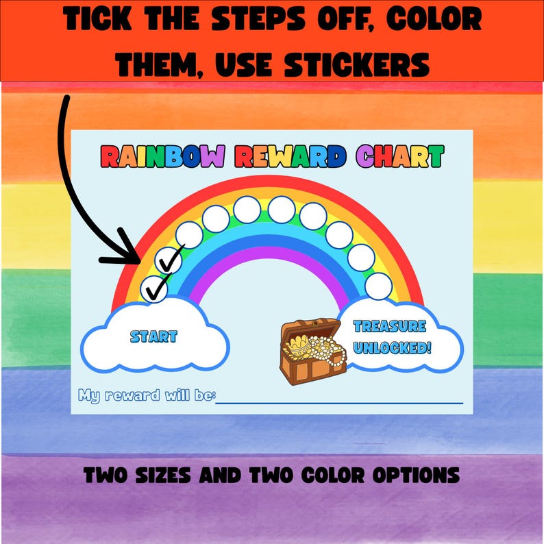 Rainbow Reward Chart for Kids | Printable Behavior Tracker | 2 Color ...