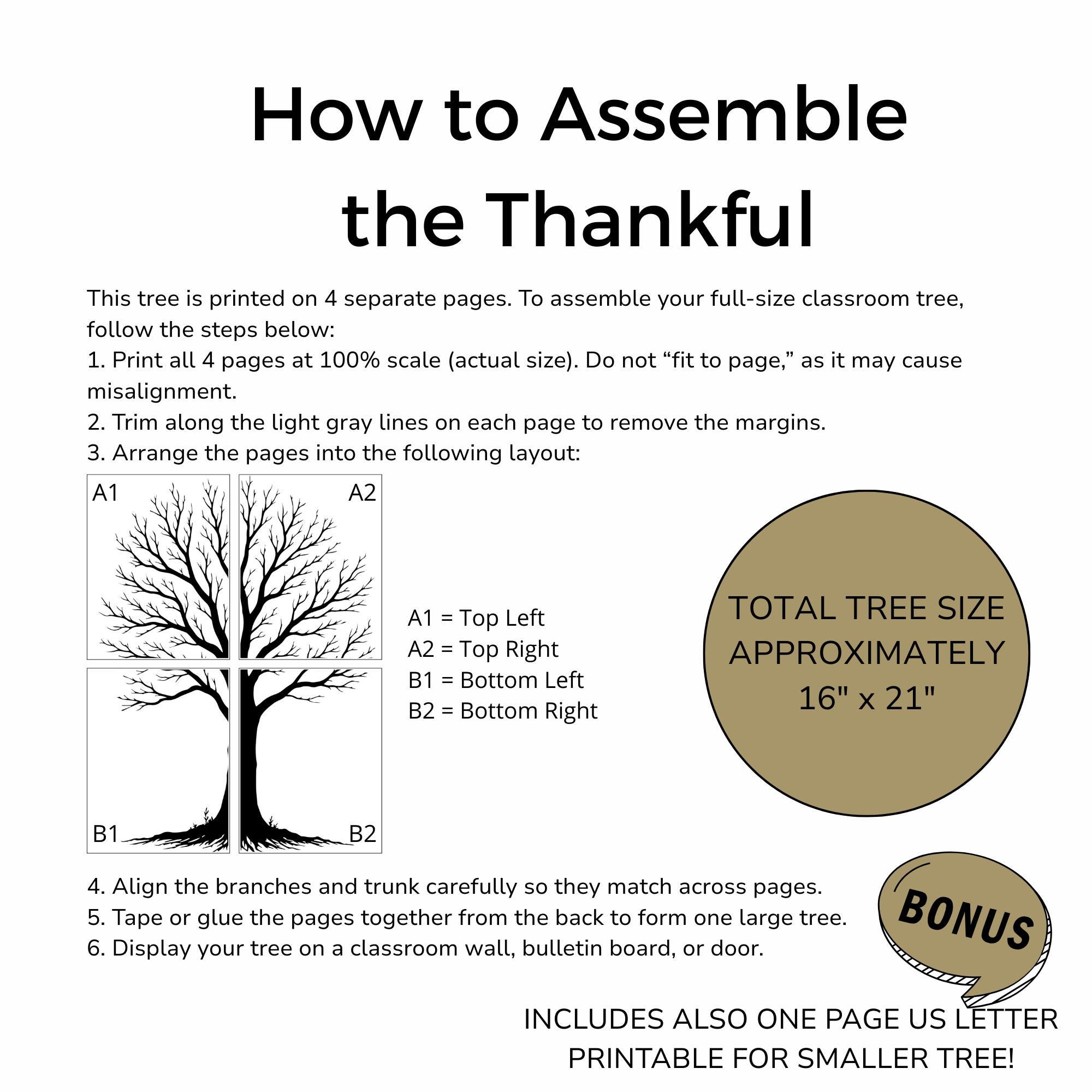 Printable Thankful Tree Craft Thanksgiving Gratitude Tree I Am Thankful ...