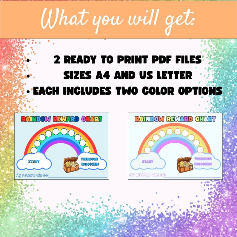Rainbow Reward Chart for Kids | Printable Behavior Tracker | 2 Color ...