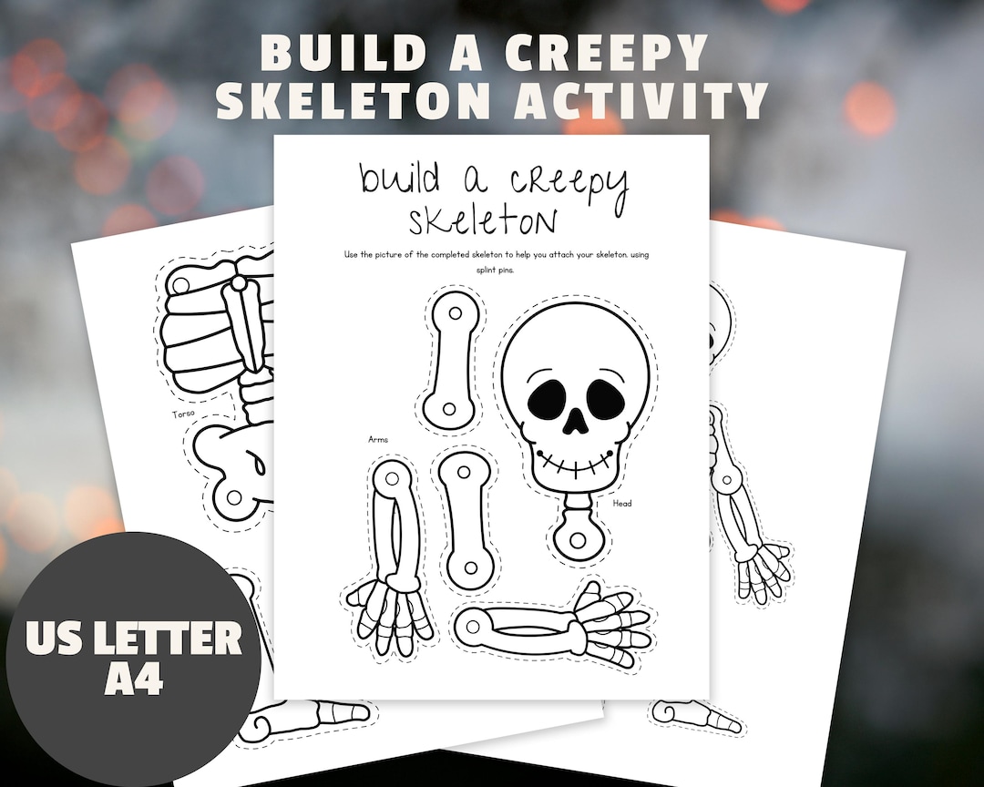 Build A Skeleton Craft Printable Halloween Activity for Kids Cut and ...