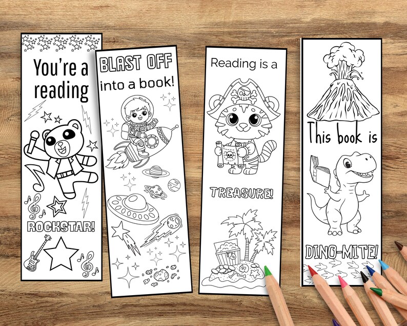 Coloring Bookmarks for Kids – 4 Cute Printable Reading Bookmarks ...