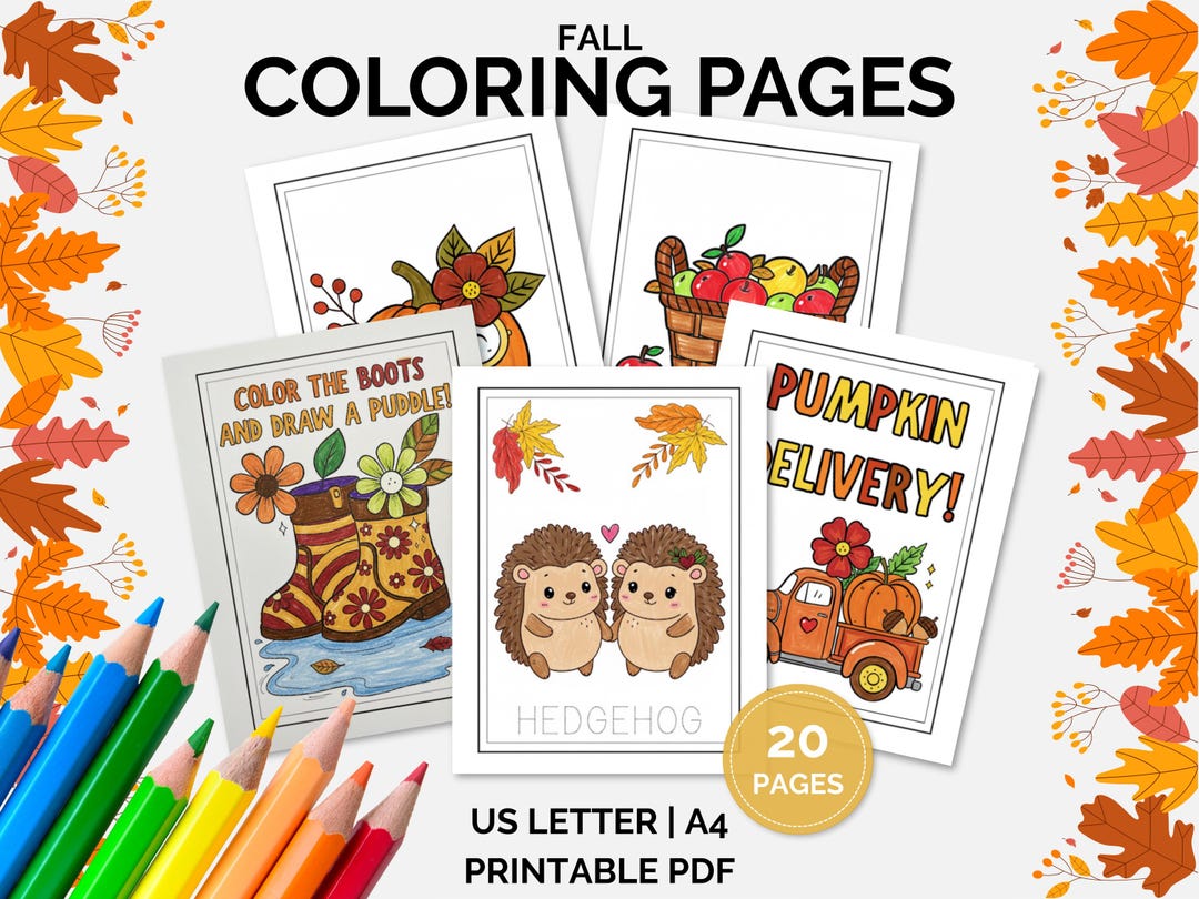 Fall Coloring Pages for Kids Printable Autumn Activity Sheets Cozy ...