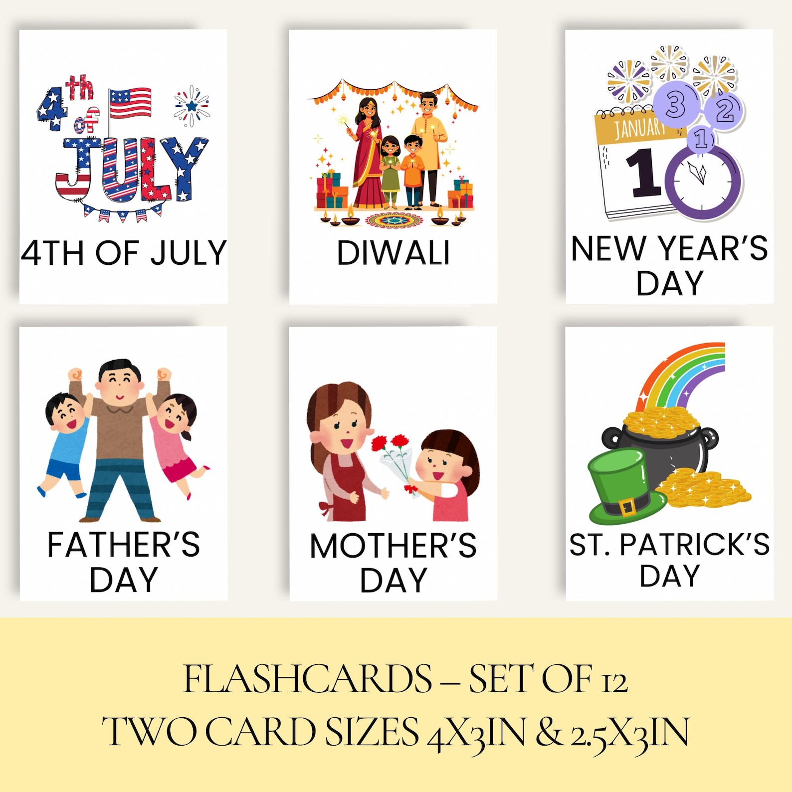 Holiday Flashcards for Kids – Printable Preschool Learning – 2 Sizes ...