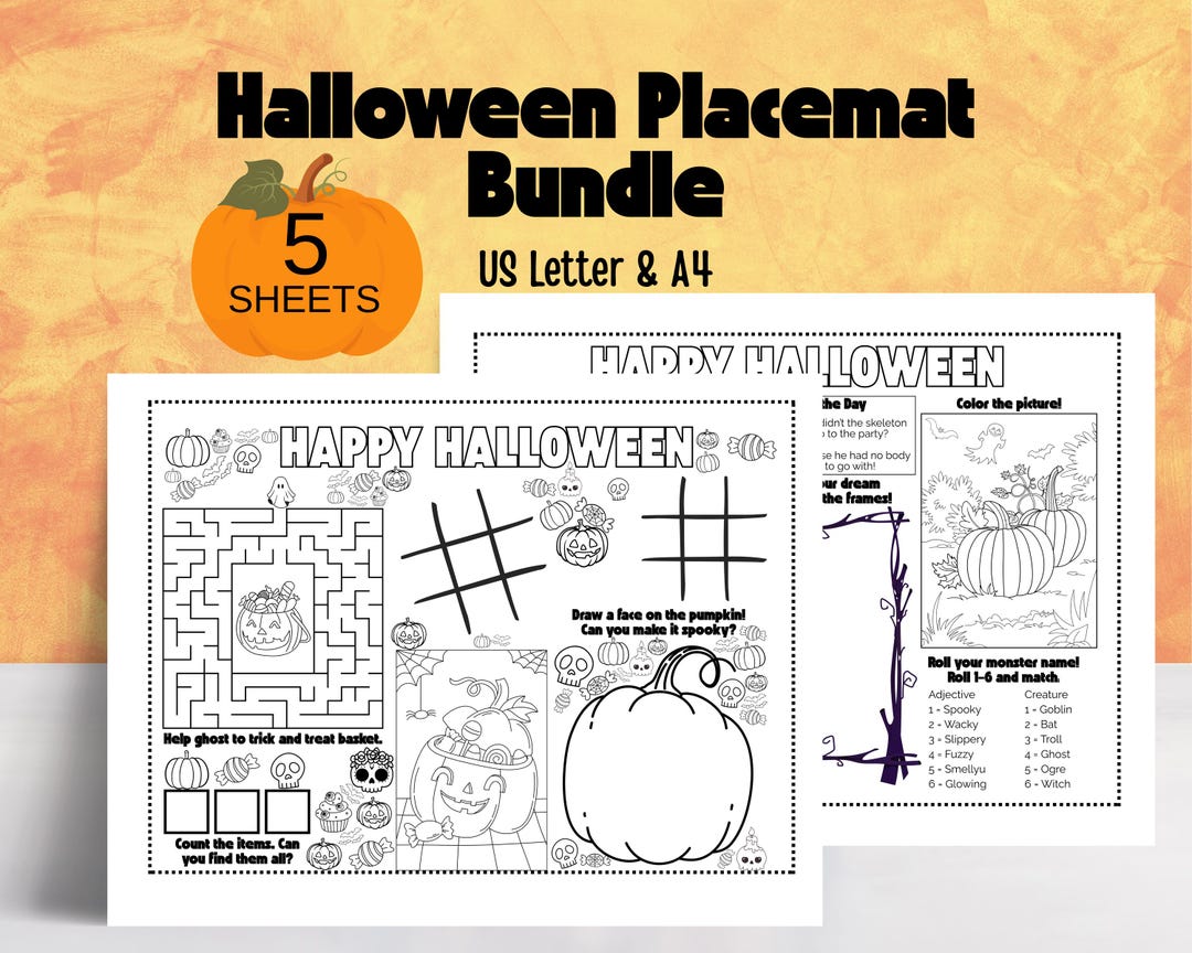 Halloween Placemats Printable Halloween Activities for Kids Coloring ...