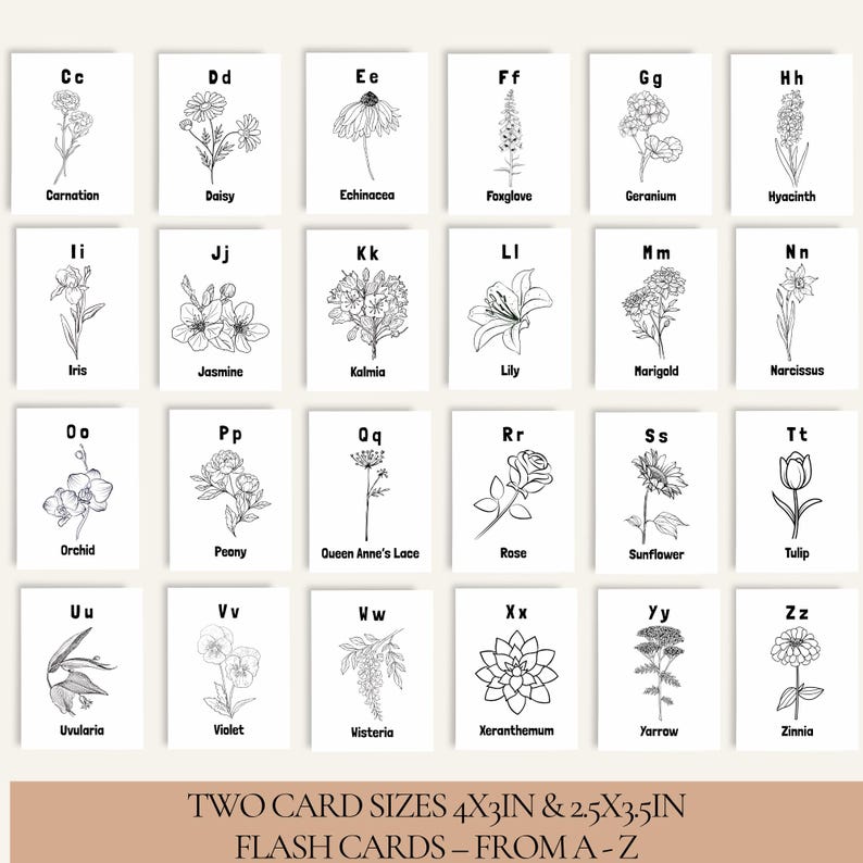 Flower Alphabet Flashcards – A to Z Printable Cards for Kids ...