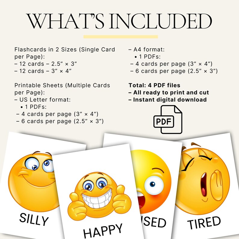 Emotions Flashcards for Kids Printable Feelings Cards Social Emotional ...