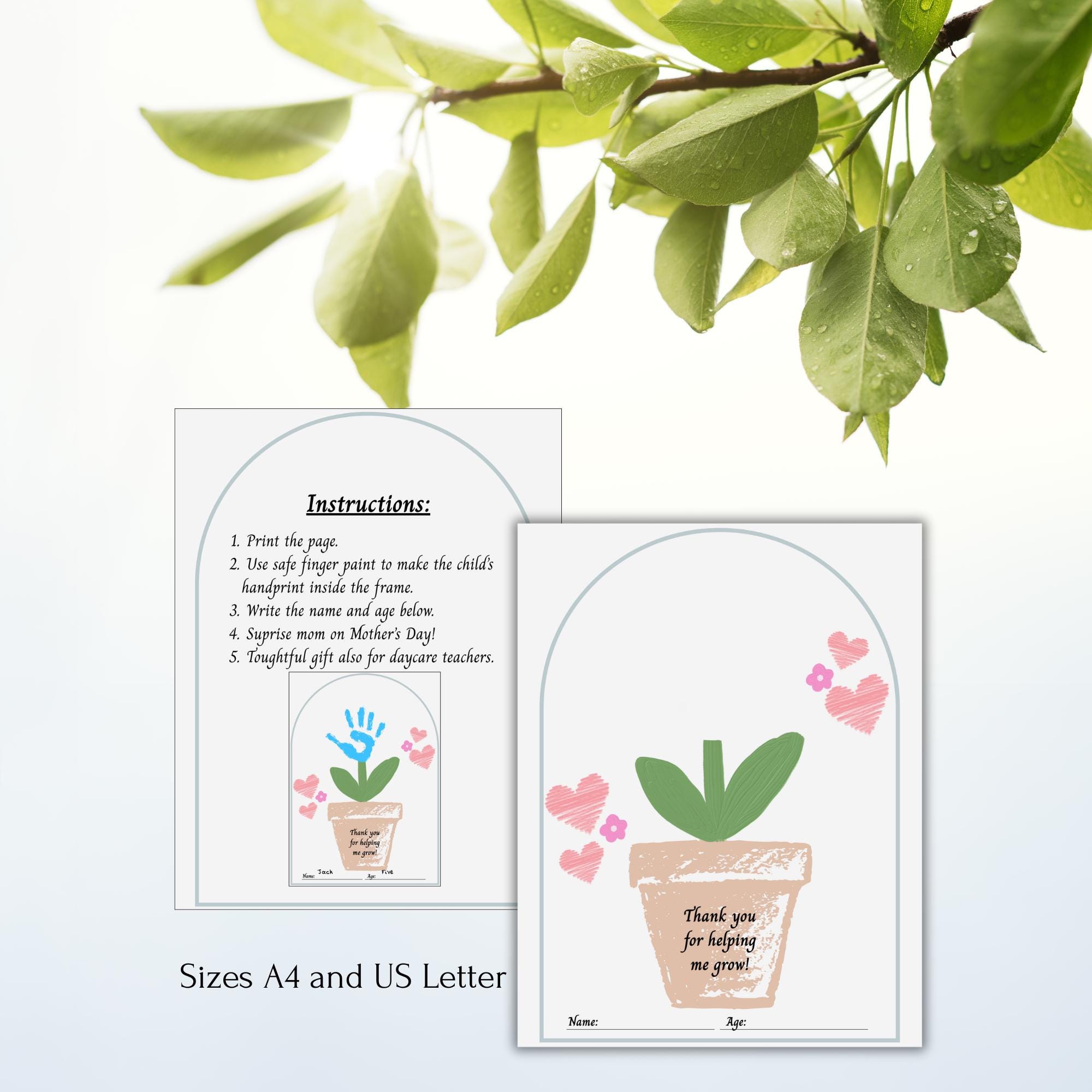 Mother’s Day Handprint Craft | Thank You for Helping Me Grow ...