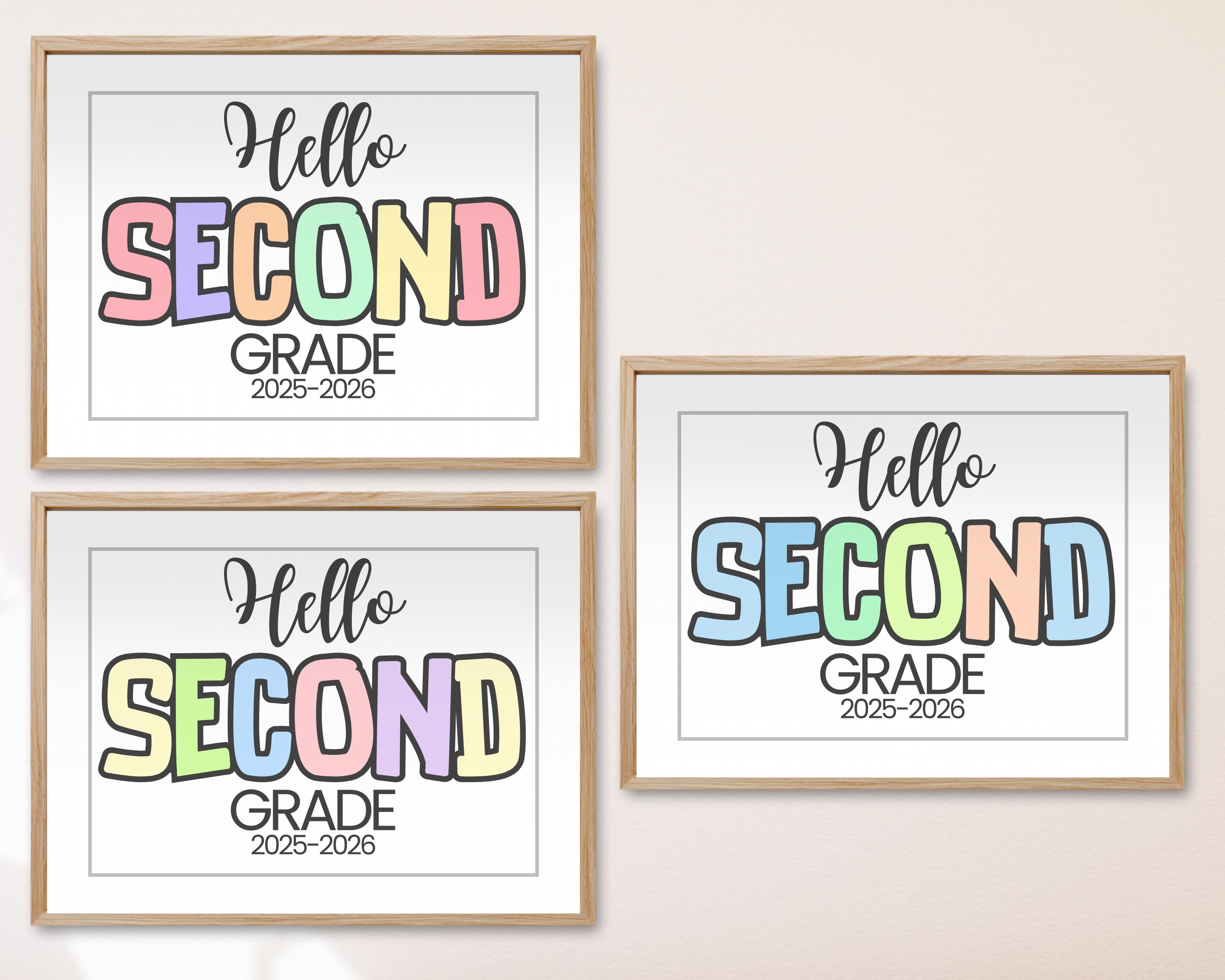 Printable Hello Second Grade Sign First Day of 2nd Grade Photo Prop ...