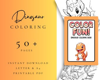 Cute Dinosaur Coloring Pages for Kids – Printable PDF – Fun Prehistoric ...