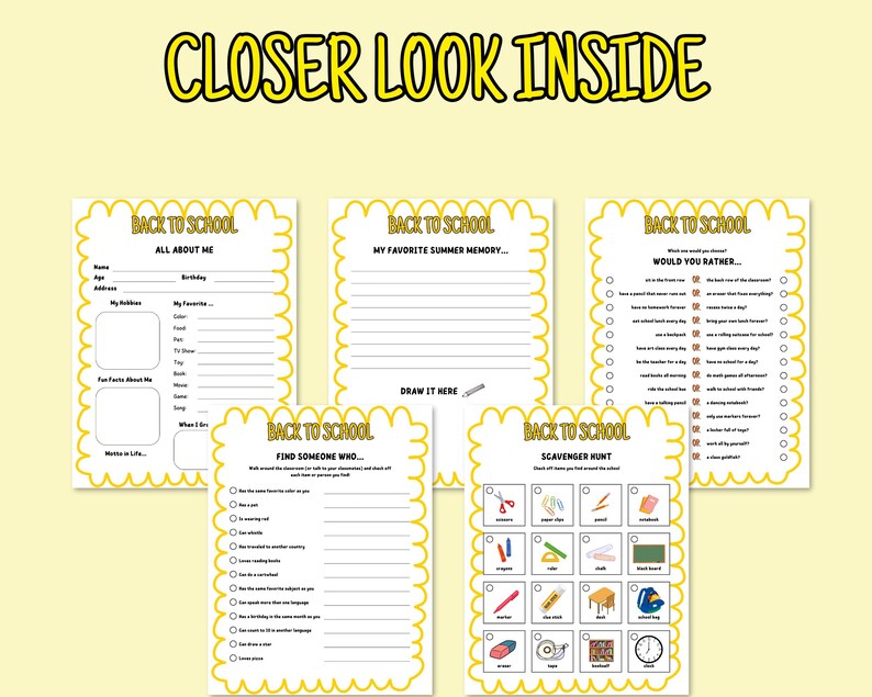 Back to School Activities Classroom Games for Kids Printable ...