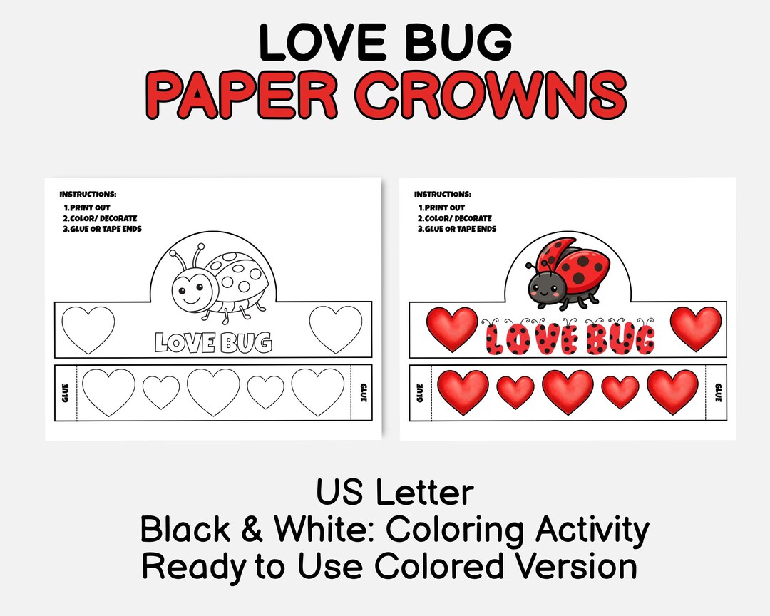 Preschool Valentines Craft Paper Crown Coloring Craft for Valentines ...