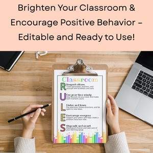 Editable Classroom Rules Sign Kindergarten Classroom Decor Preschool ...