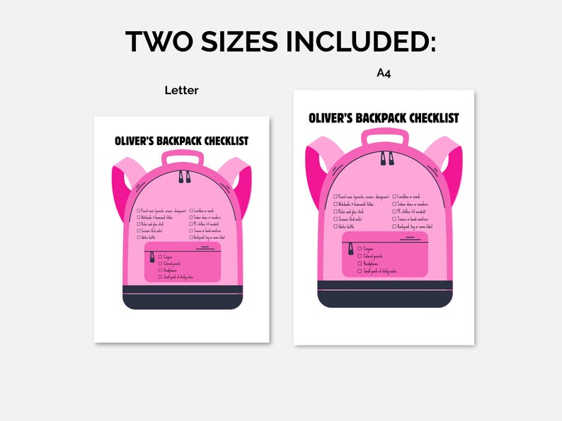 Editable Backpack Checklist ADHD Chore Chart School Back to School ...